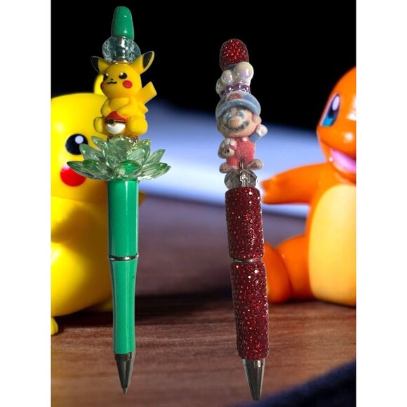 Toys | Pikachu Mario Decorative Pens Glitter Topper Set Pokmon Super ...